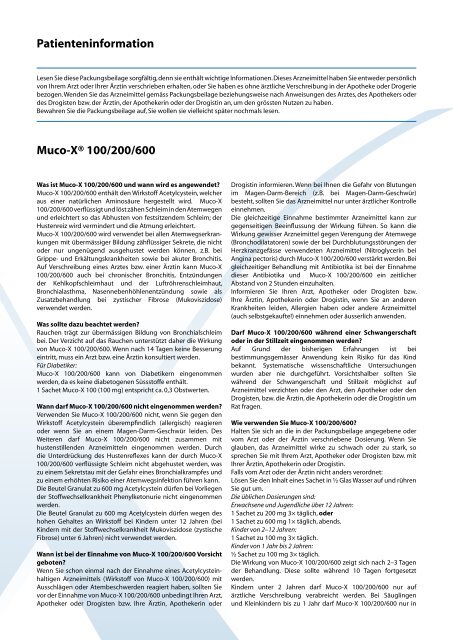Patienteninformation Muco-X® 100/200/600 - axapharm