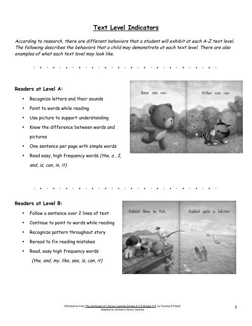 Parent's Guide to Text Level Indicators - Sachem