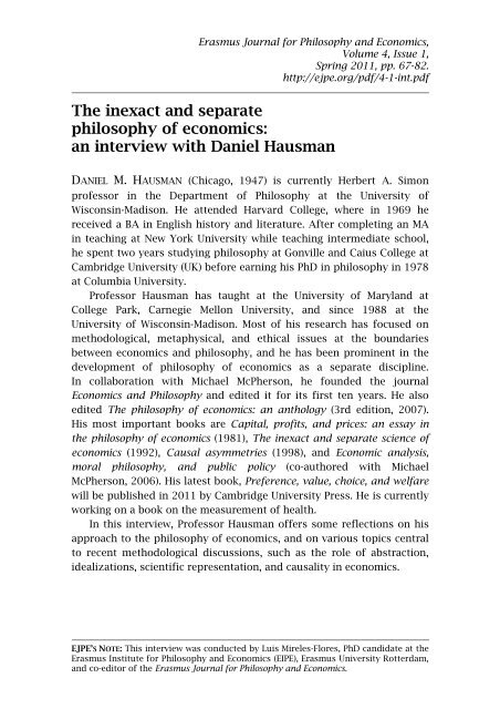an interview with Daniel Hausman - Erasmus Journal for Philosophy ...