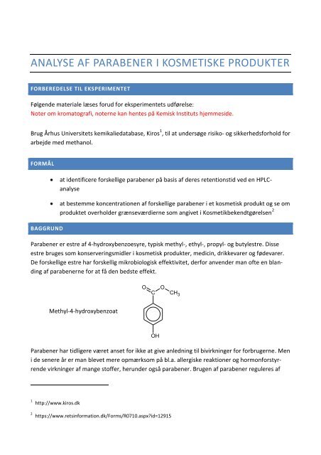 HPLC-vejledning parabener