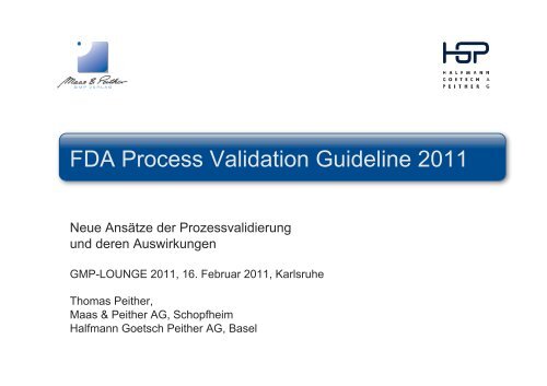 FDA Process Validation Guideline 2011 - HGP AG