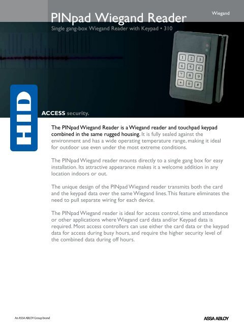 Wiegand Pinpad Reader Datasheet - HID Global
