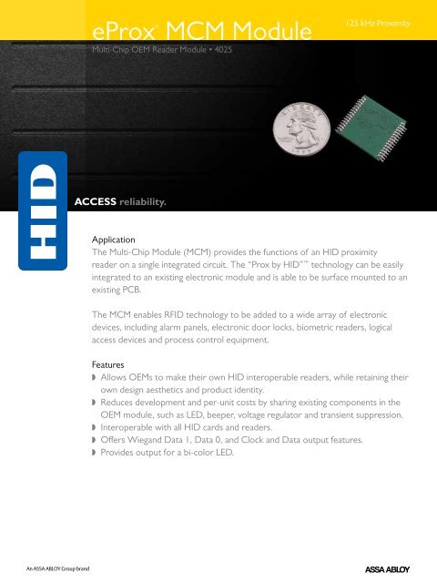 Prox eProx MCM Module Datasheet - HID Global