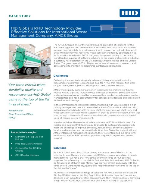 AMCS Group Waste Management Case Study - HID Global