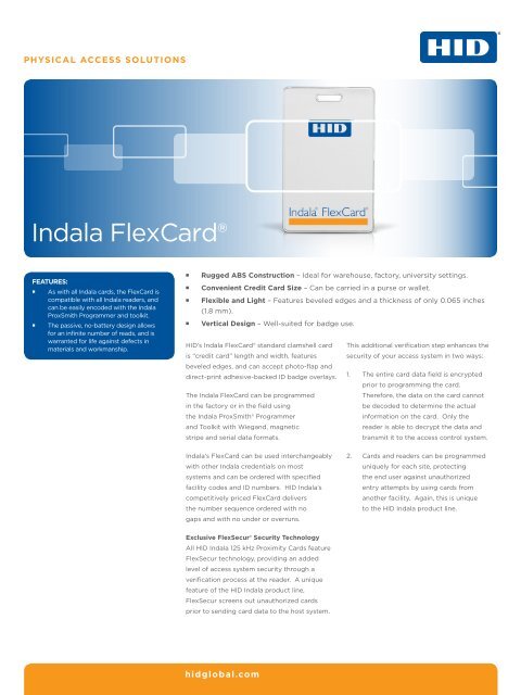 Indala FlexCard card Datasheet - HID Global