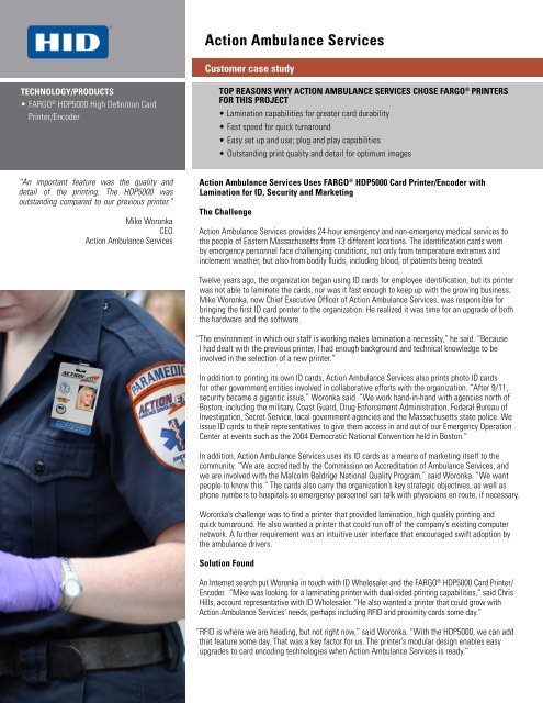 Action Ambulance Services Case Study - HID Global