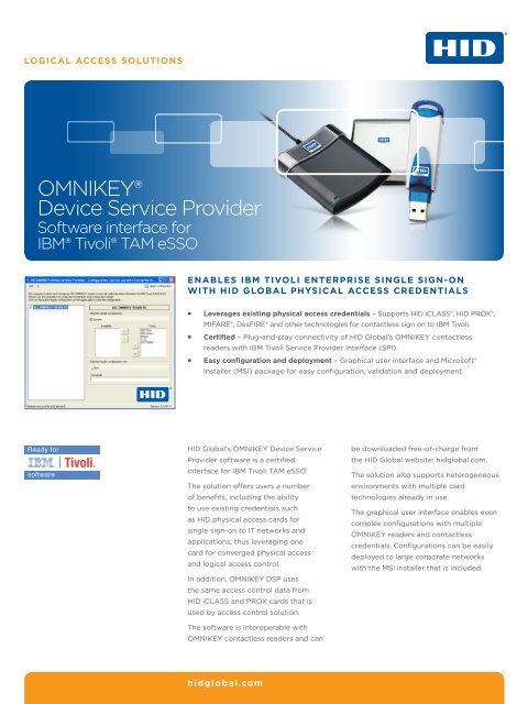 OMNIKEY Tivoli Software Datasheet - HID Global
