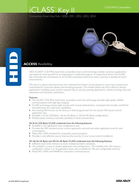 iCLASS Key II Keyfob Datasheet - HID Global