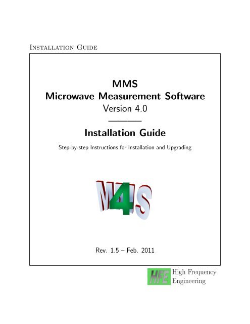 Installation Guide - HFE - High Frequency Engineering