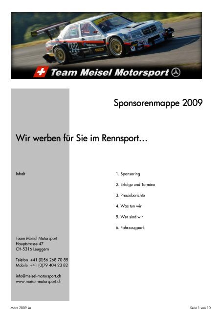 Sponsorenmappe 2009 Wir werben für Sie im ... - Meisel Motorsport