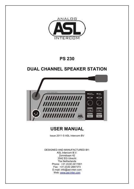 PS 230 is a dual channel speaker station - ASL Intercom