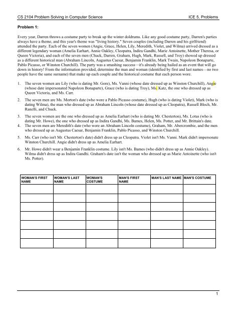 CS 2104 Problem Solving in Computer Science ICE 5, Problems 1 ...