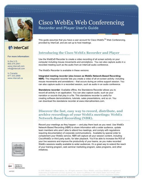 Cisco WebEx Web Conferencing - InterCall