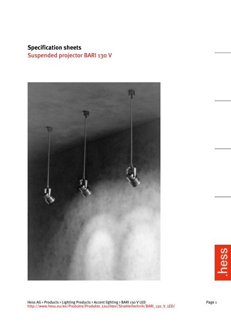 Specification sheets Suspended projector BARI 130 V - Hess AG