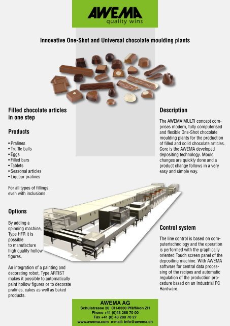 Innovative One-Shot and Universal chocolate ... - AWEMA AG