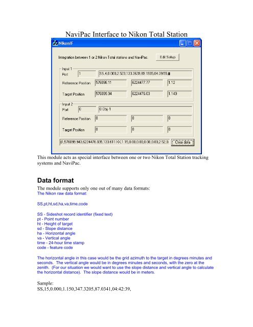 NaviPac Interface to Nikon Total Station - EIVA a/s | download