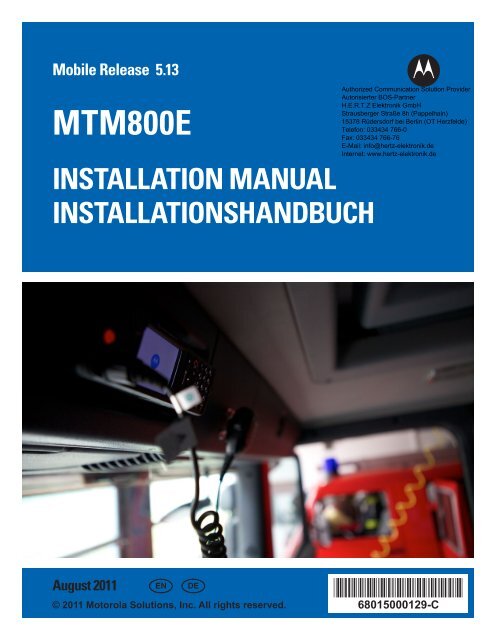 MTM800 Enhanced TETRA Mobile Terminal Installation Manual ...