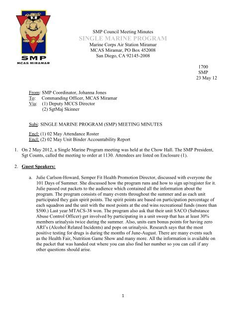 SINGLE MARINE PROGRAM - MCCS Miramar