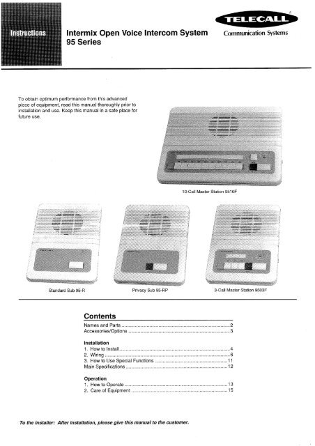 Intermix Open Voice Intercom System Communication Systems 95 ...