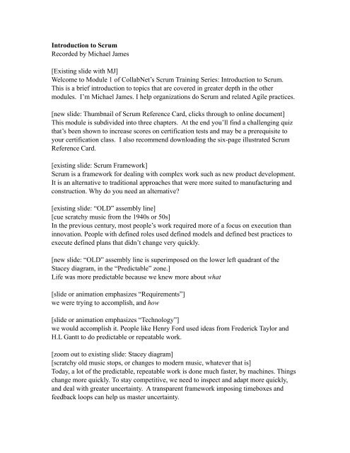 Script - Scrum Training Series