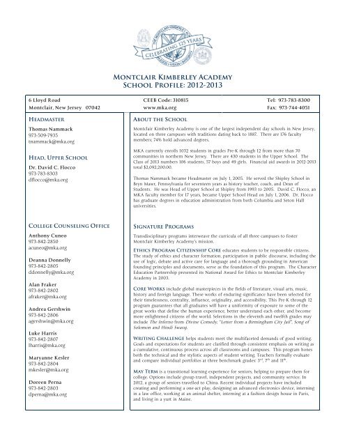 MKA Profile - Montclair Kimberley Academy