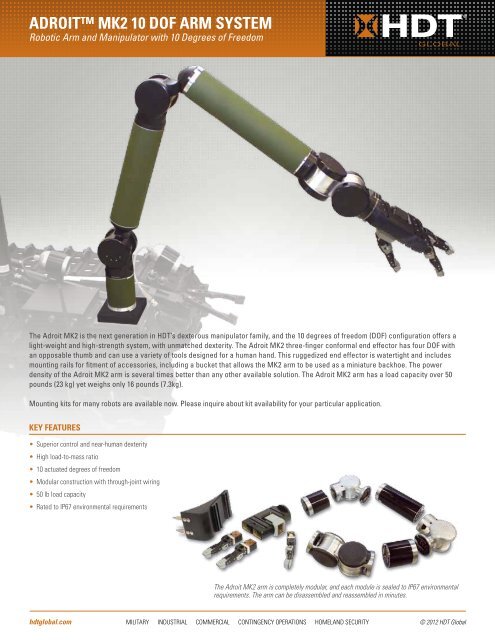Adroit™ MK2 10 doF ArM SySteM - HDT Global