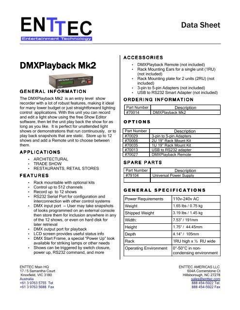 DMXPlayback Mk2 - Enttec