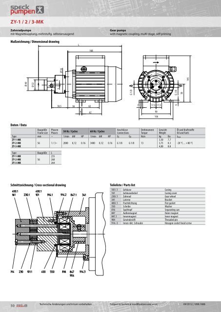 Baureihe ZY-MK - Speck Pumpen