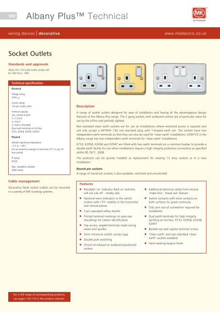 Technical Specification - MK Electric