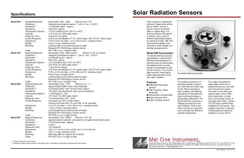 Solar Radiation Sensors - Met One Instruments, Inc.