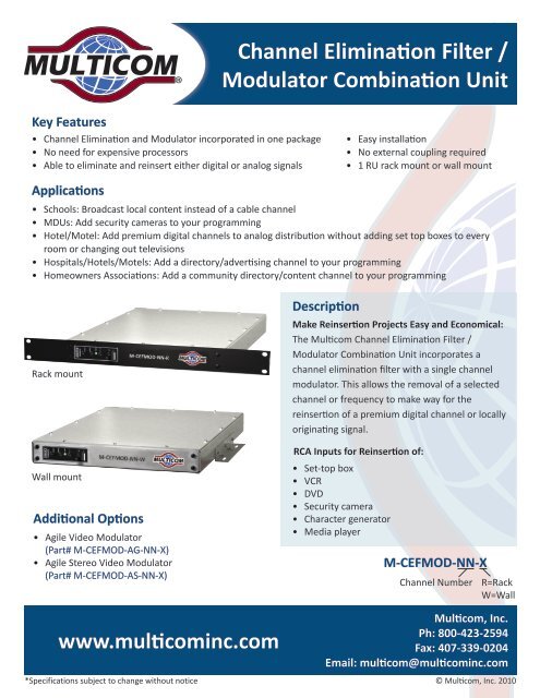 Channel Elimination Filter / Modulator Combination ... - Multicom, Inc.
