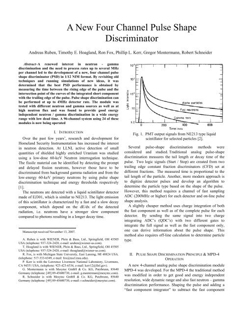 A New Four Channel Pulse Shape Discriminator - LArTPC DocDB