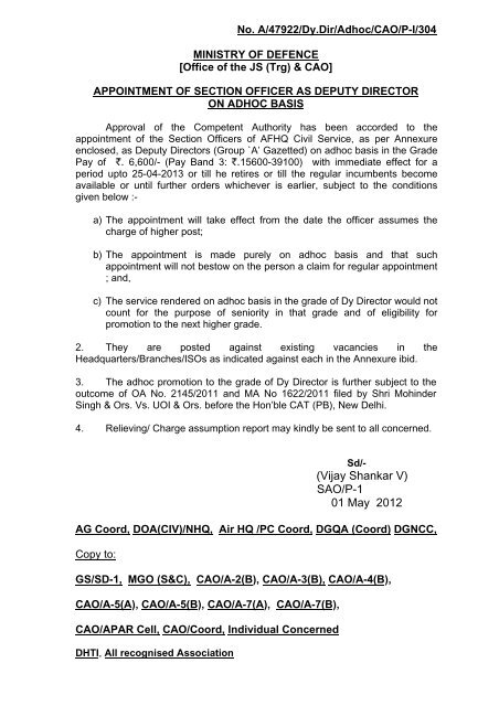 (Vijay Shankar V) SAO/P-1 01 May 2012 - Office of JS(T)