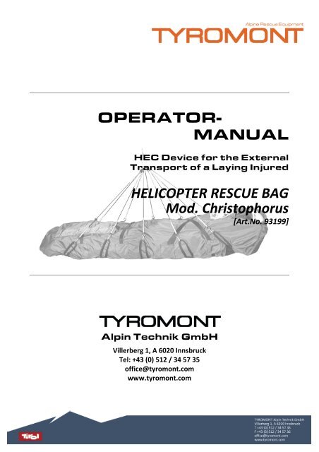 OPERATOR- MANUAL HELICOPTER RESCUE BAG Mod ...