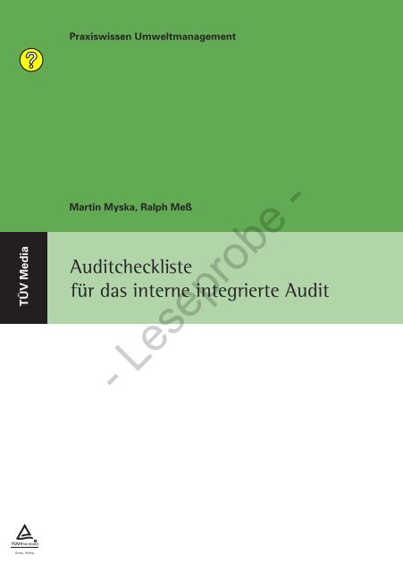 Auditcheckliste für das interne integrierte Audit - TÜV-Verlag GmbH