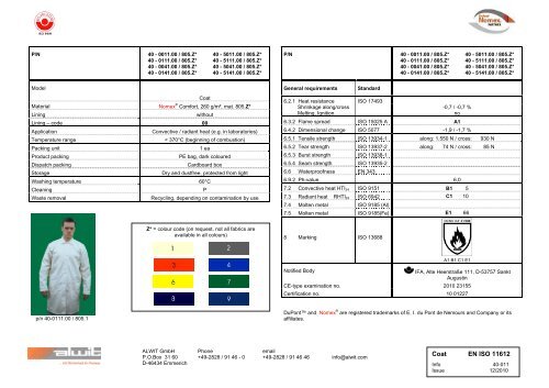 Coat EN ISO 11612 - ALWIT GmbH