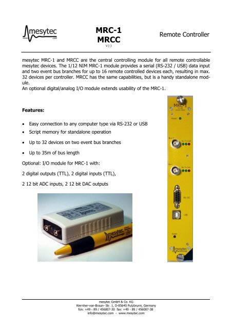Mrc-1 mrcc - mesytec