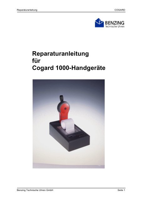 Reparaturanleitung für Cogard 1000-Handgeräte - Benzing ...