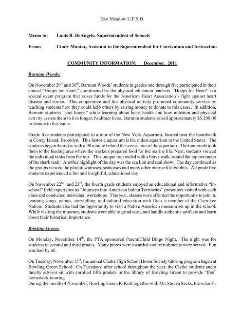 East Meadow U.F.S.D. Memo to: Louis R. DeAngelo, Superintendent ...