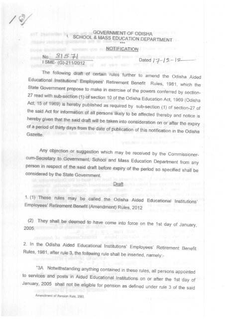 The Odisha Aided Educational Institutions' Employees' The Odisha Aided Educational Institutions' Employees'