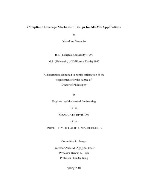 Compliant Leverage Mechanism Design for MEMS Application
