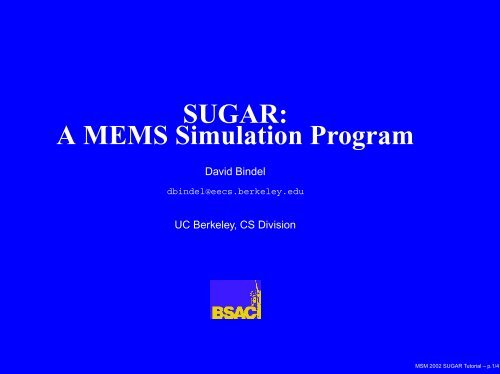 SUGAR: A MEMS Simulation Program