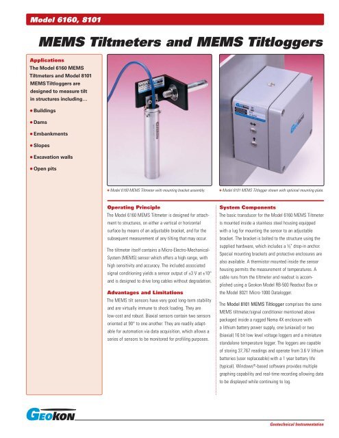 6160 MEMS Tiltmeter - Geokon, Incorporated
