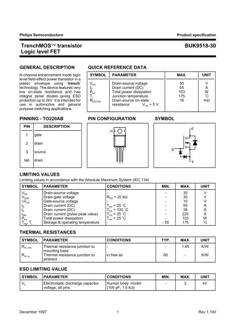 Trenchmos(Tm) transistor Logic level FET - System-Clinch