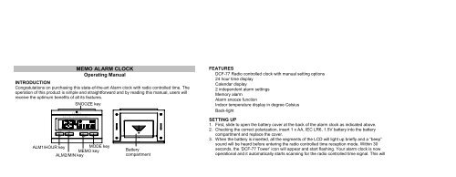 MEMO ALARM CLOCK - Technoline