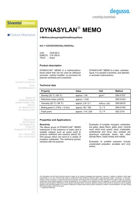 DYNASYLAN MEMO - Imimg