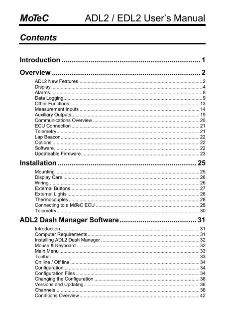 MoTeC ADL2 / EDL2 User's Manual