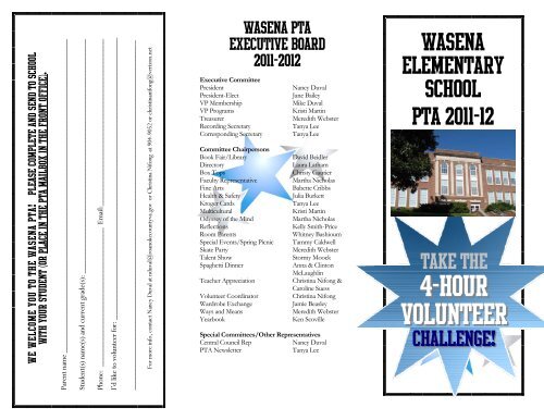 PTA Brochure - Wasena Elementary School - Home - Roanoke City ...