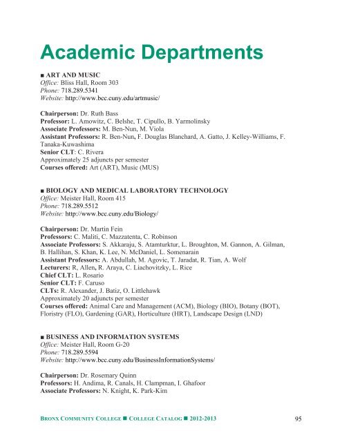 Academic Departments - Bronx Community College - CUNY