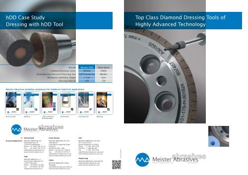 hDD + cDD Dressing Tools - Meister Abrasives AG